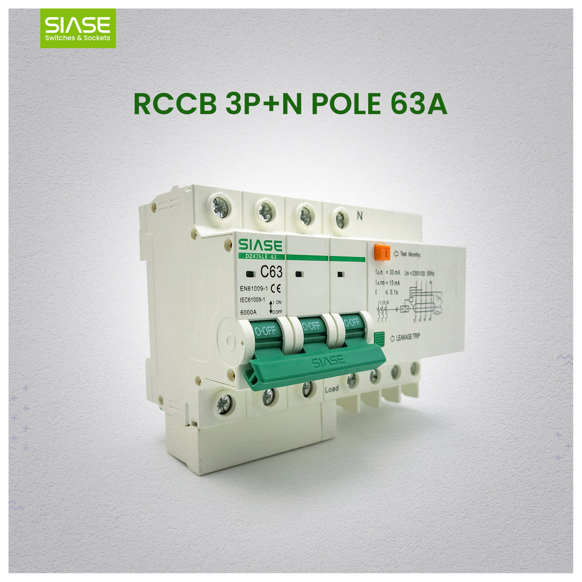 SIASE RCCB 3P+N 63A – SlymFitting