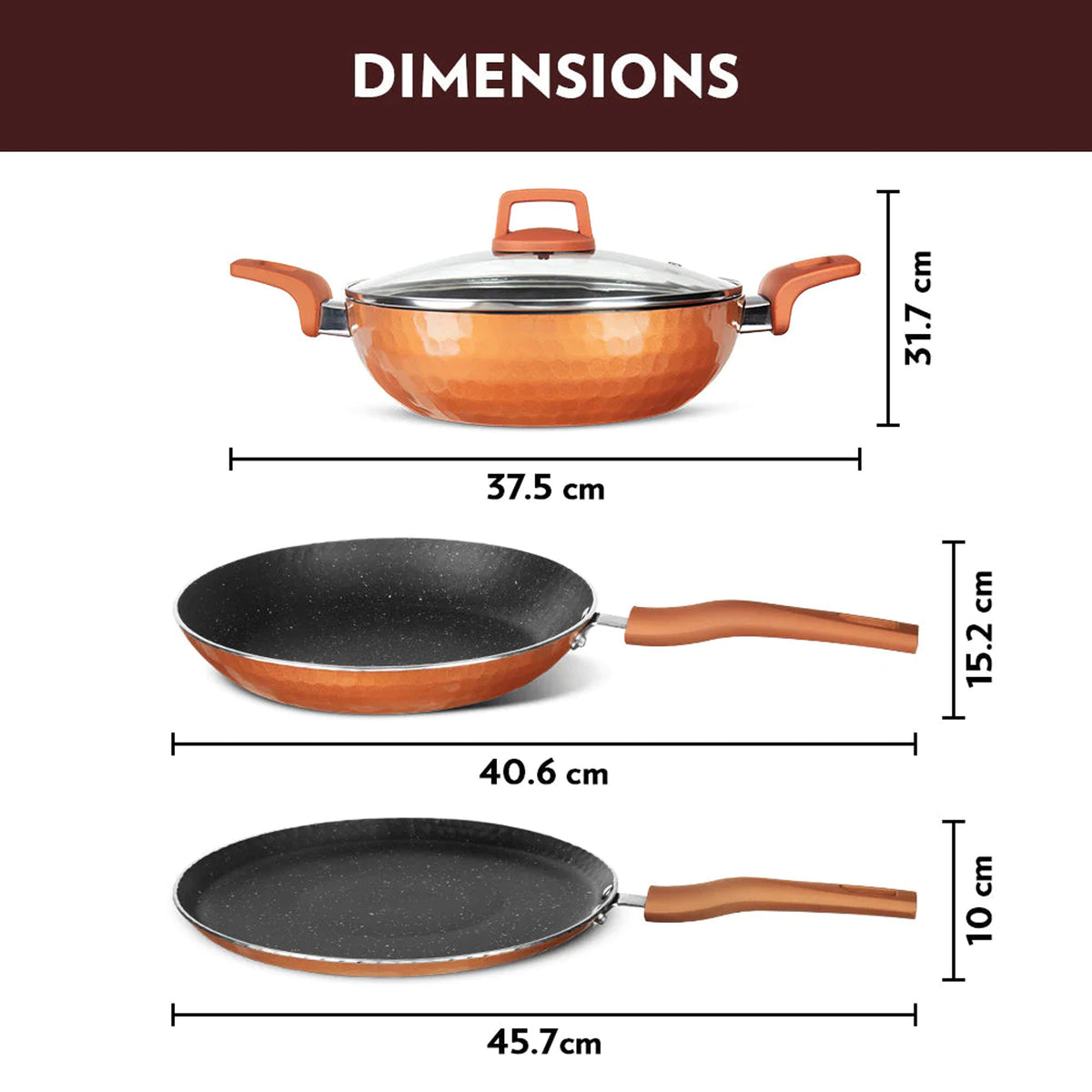 Borosil Russet Cookware Set, 4 Pc – SlymFitting