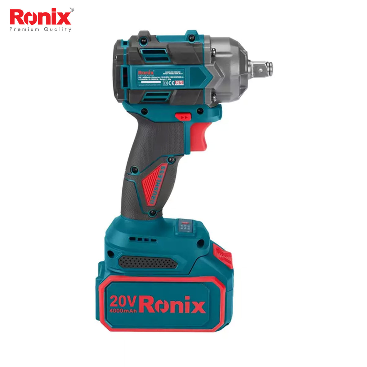 Ronix 20V Brushless Cordless Impact Wrench 1/2 inch- 500N.m - 8673 ...